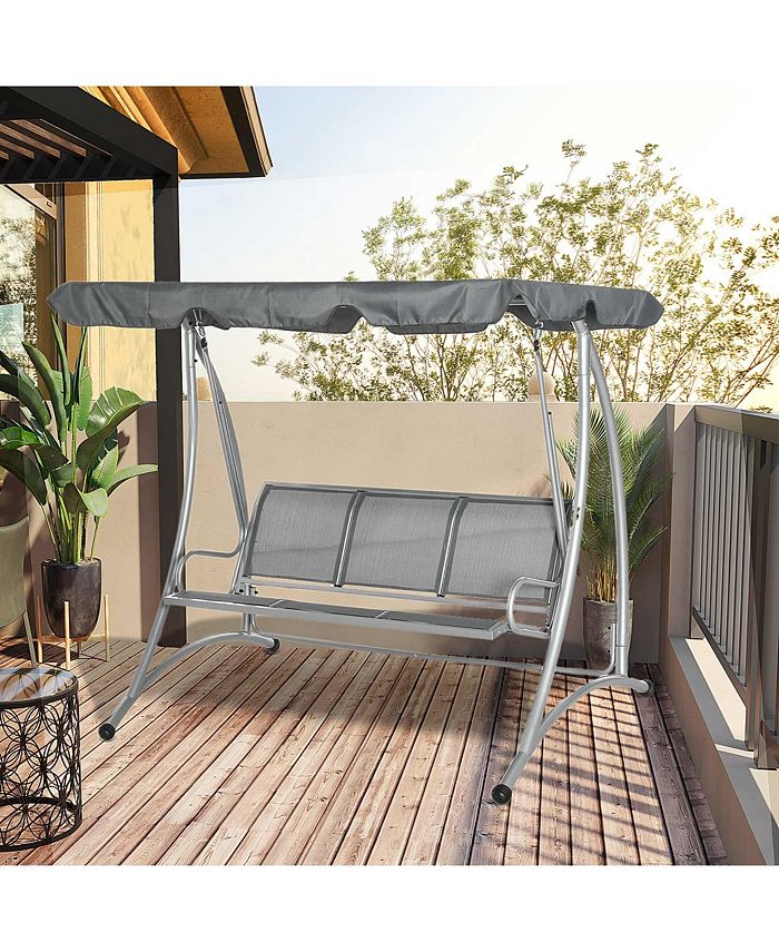 Outsunny 3 Person Patio Swing Seats, Porch Swing with Stand and ...