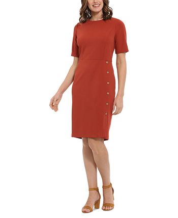 London Times Women's Button-Trim Sheath Dress - Macy's