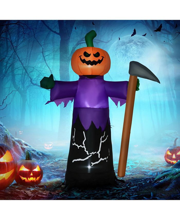Outsunny 5ft Inflatable Halloween Pumpkin Man Reaper, Blow-Up Outdoor ...