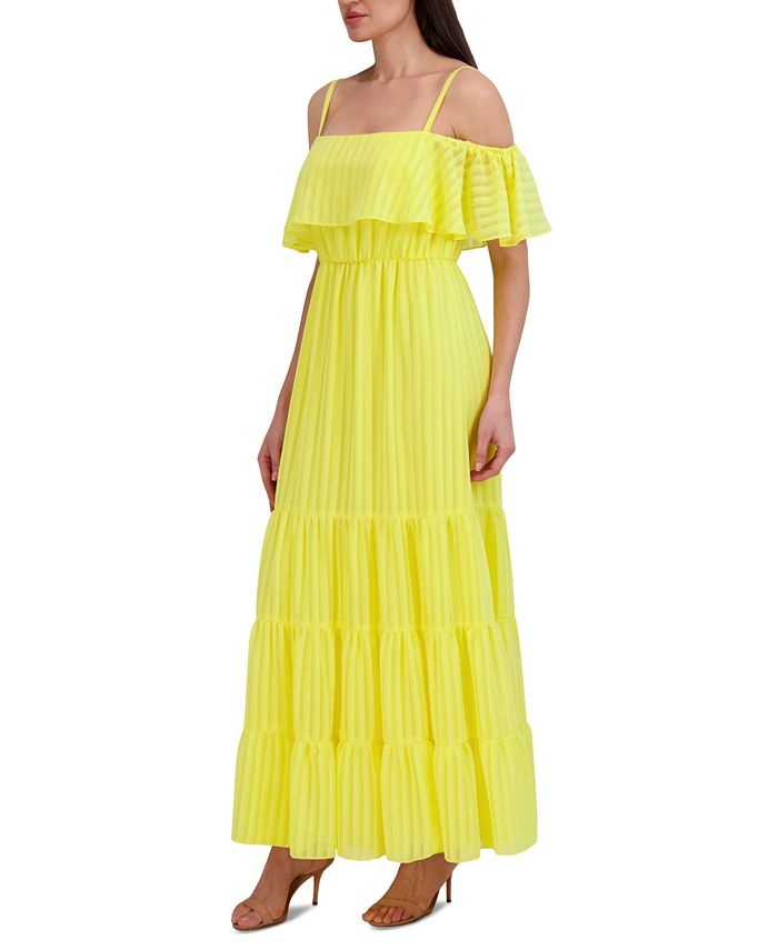 julia jordan Women's Off-The-Shoulder Tiered Chiffon Maxi Dress - Macy's