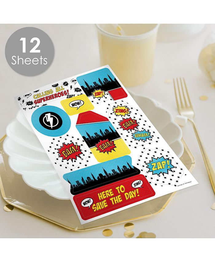 Big Dot of Happiness BAM! Superhero Party Favor Sticker 12 Sheets 120 ...