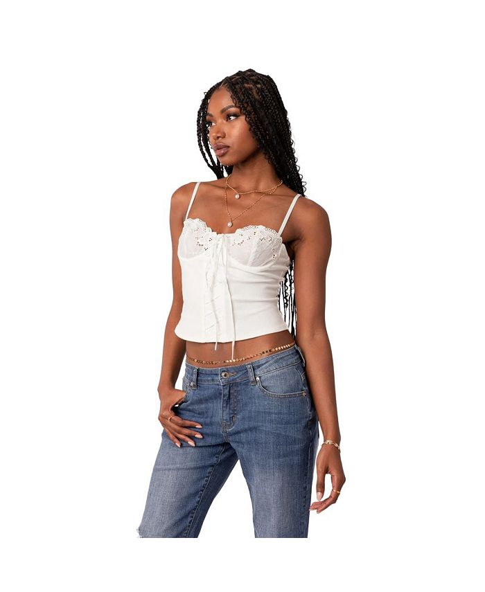 Edikted Women's Fairygirl Cupped Lace Up Corset Top - Macy's