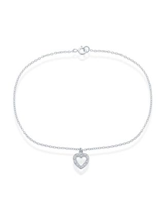 Simona Sterling Silver Anklet W/ Hanging CZ Heart - Macy's