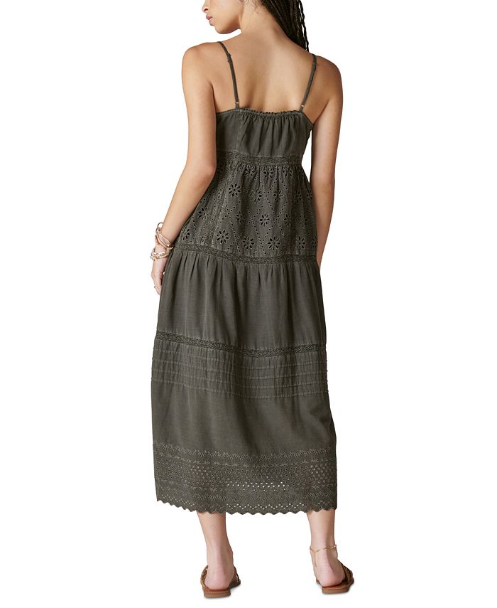 Lucky Brand Women's Cutwork Paneled Maxi Dress - Macy's