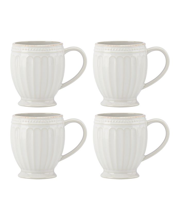 Lenox French Perle Groove Mugs, Set Of 4 - Macy's