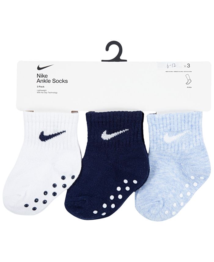 Nike Baby Boys or Baby Girls Core Ankle Gripper Socks, Pack of 3 - Macy's