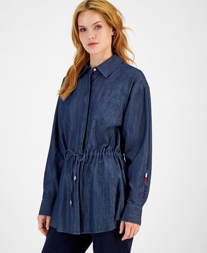 Tommy Jeans Women's Drawstring-Waist Tunic Shirt - Macy's