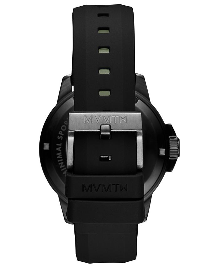 MVMT Men's Minimal Sport Automatic Black Silicone Strap Watch 45mm - Macy's