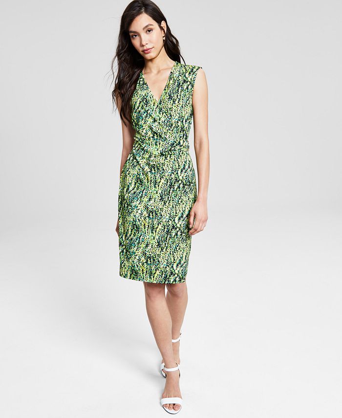 Kasper Women's Printed Sleeveless V-Neck Wrap Dress - Macy's