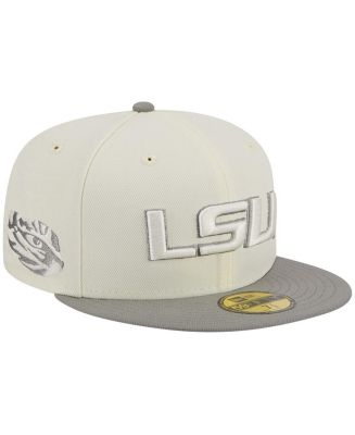 Men's New Era Stone, Gray LSU Tigers Chrome and Concrete 59FIFTY Fitted ...