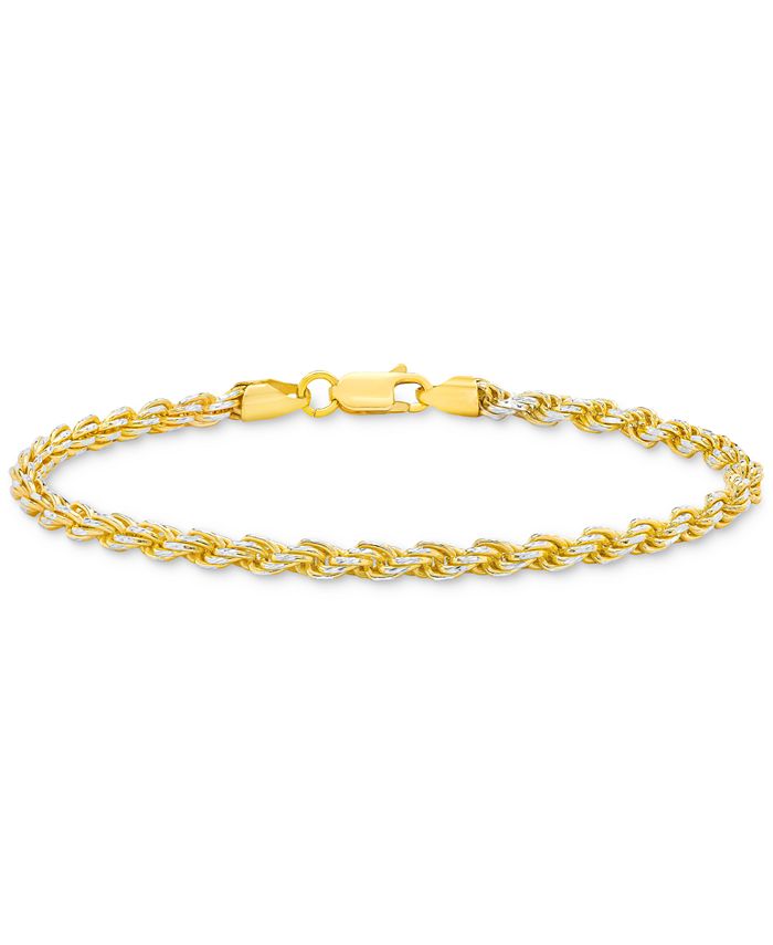 Macy's Men's Two-Tone Rope Link Chain Bracelet in Sterling Silver & 14k ...