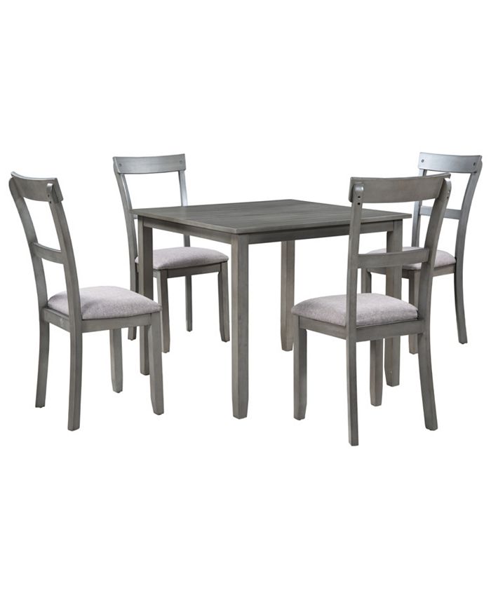 Simplie Fun 5 Piece Dining Table Set Industrial Wooden Kitchen Table ...