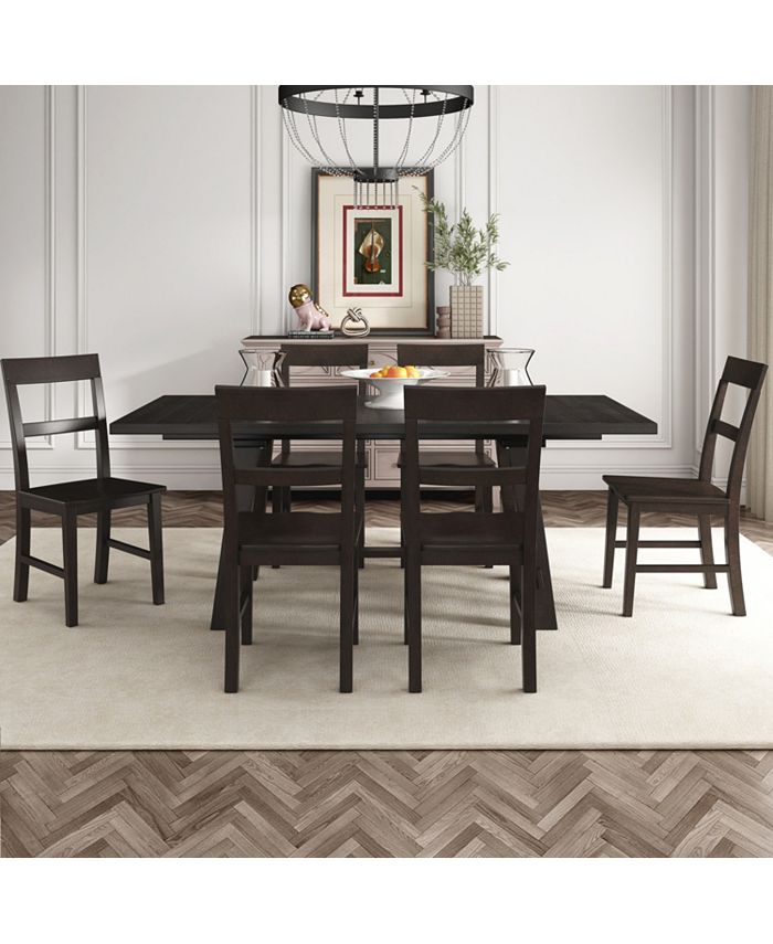 Simplie Fun Retro Industrial Style 7-Piece Dining Table Set Extendable ...