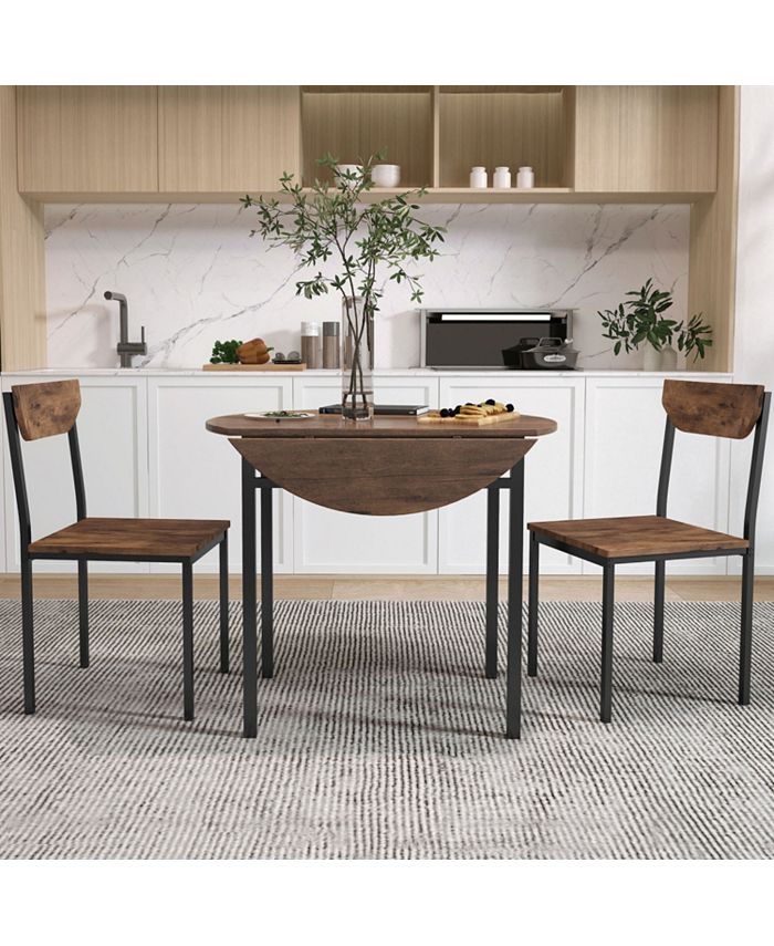 Simplie Fun 3-Piece Dining Set with Drop Leaf and 2 Chairs - Macy's