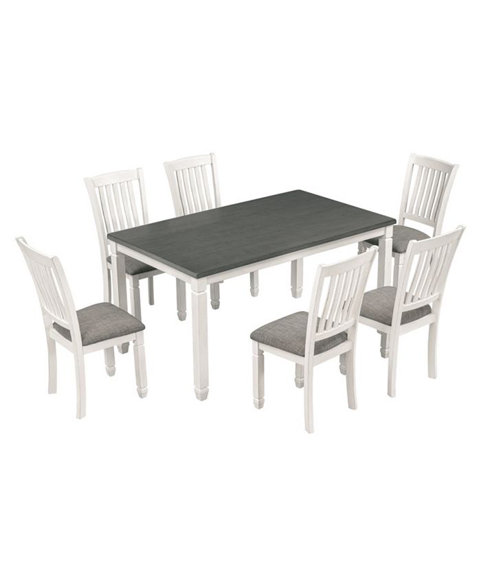 Simplie Fun 7-Piece Dining Table Set Wood Dining Table And 6 ...