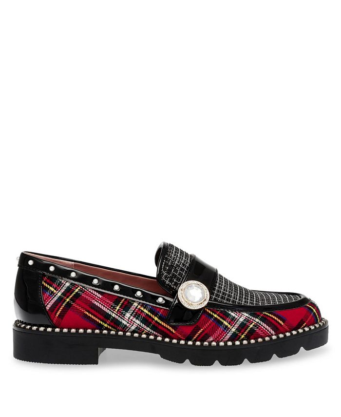 Betsey Johnson Women's Mariam Plaid and Rhinestone Embellished Loafer ...
