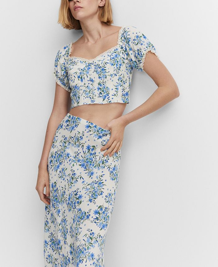 MANGO Women's Floral Crop Top - Macy's