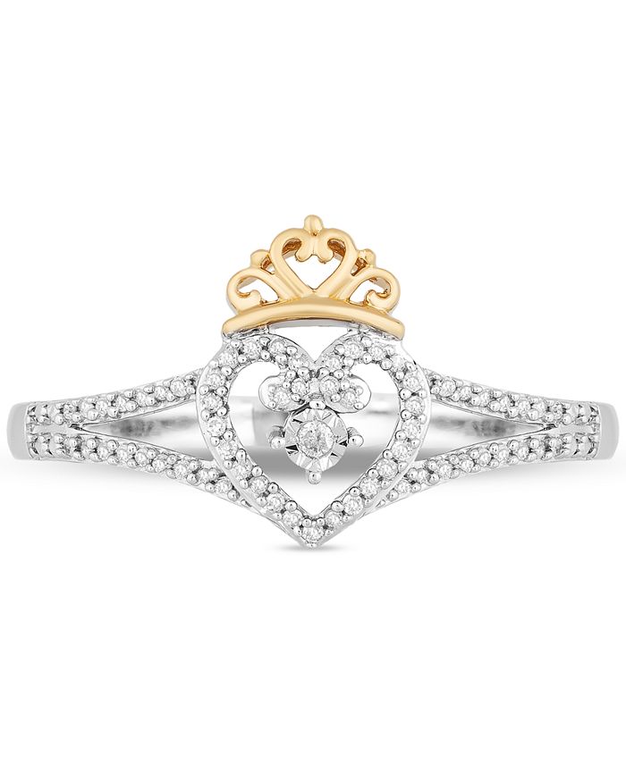 Enchanted Disney Fine Jewelry Diamond Crown Over Heart Ring (1/10 ct. t ...