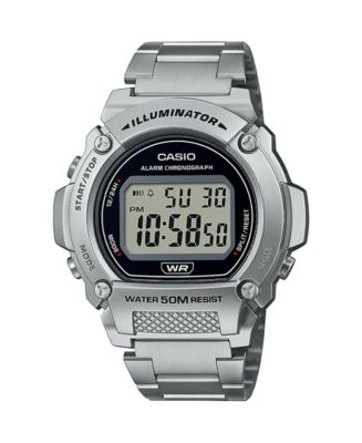 Casio Men's Digital Silver-tone Stainless Steel Watch 47mm, W219HD-1AV ...