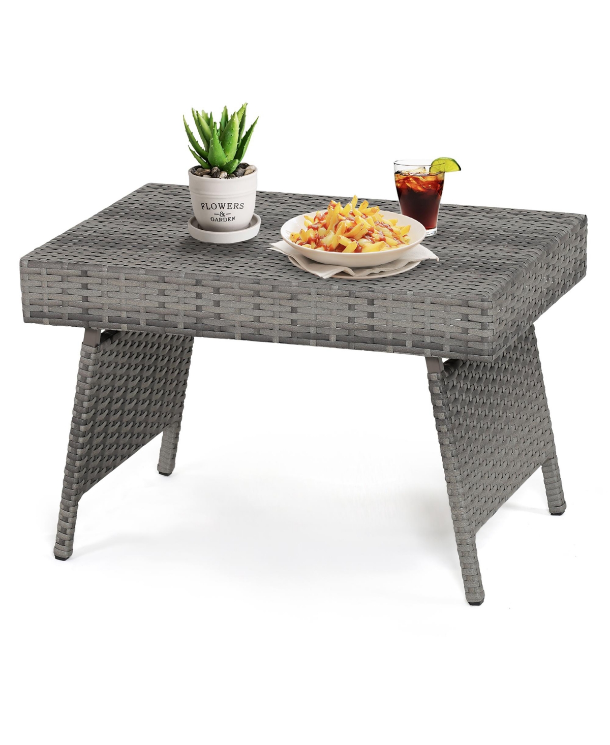 Click here for Costway Patio Folding Rattan Wicker Side Table End... prices