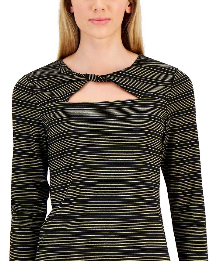 Tommy Hilfiger Women's Striped Keyhole Twist-Neck Top - Macy's