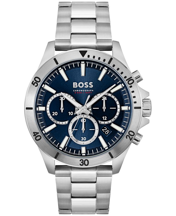 Hugo Boss Men's Chronograph Troper Stainless Steel Bracelet Watch 45mm - Macy's