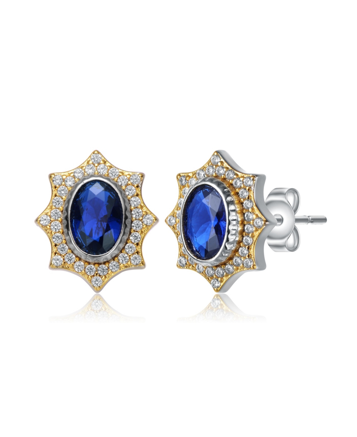 Click here for 14K Gold Plated Blue Cubic Zirconia Stud Earrings... prices