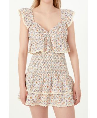 Free the Roses Women's Embroidered Ruffled Bandeau Top - Macy's