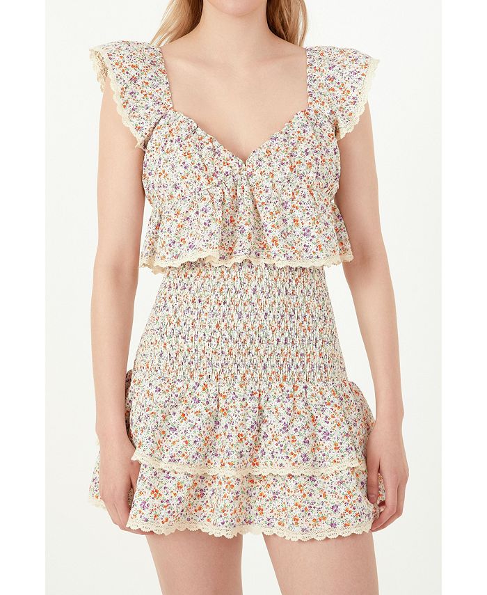 Free the Roses Women's Embroidered Ruffled Bandeau Top - Macy's