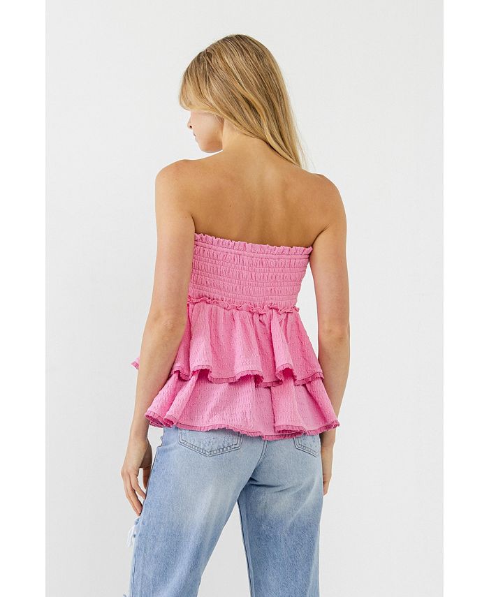 Free the Roses Women's Lace Smocked Knit Ruffled Tube Top - Macy's