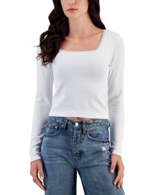 Planet Heart Juniors' Lace-Trimmed Square-Neck Seamless Top - Macy's