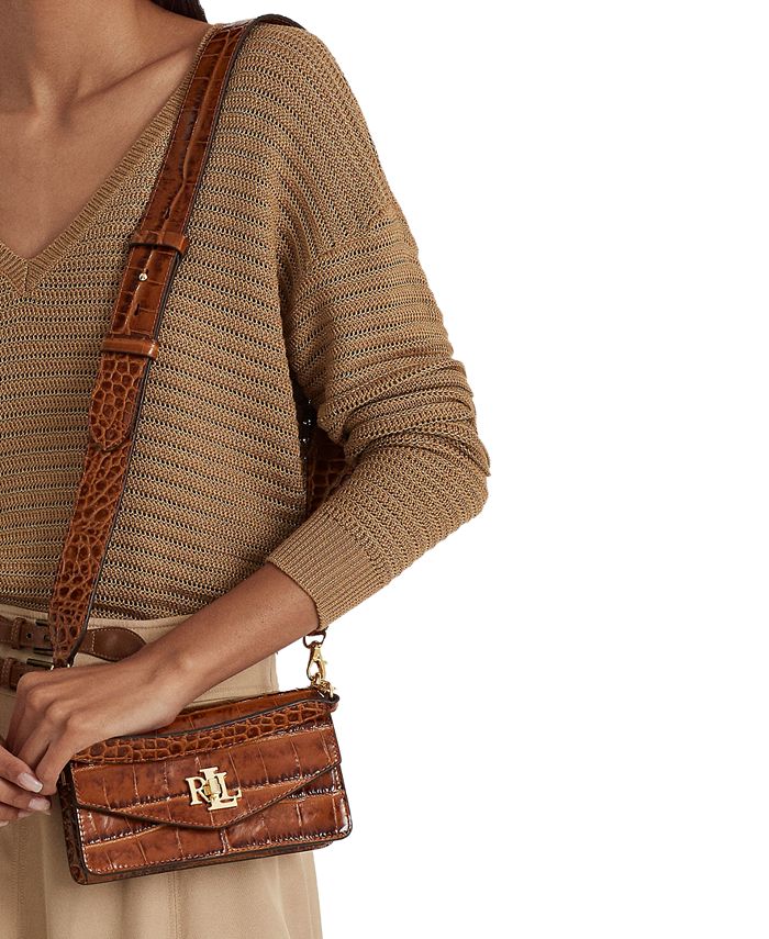 Lauren Ralph Lauren Tayler Small Embossed Leather Crossbody Bag - Macy's