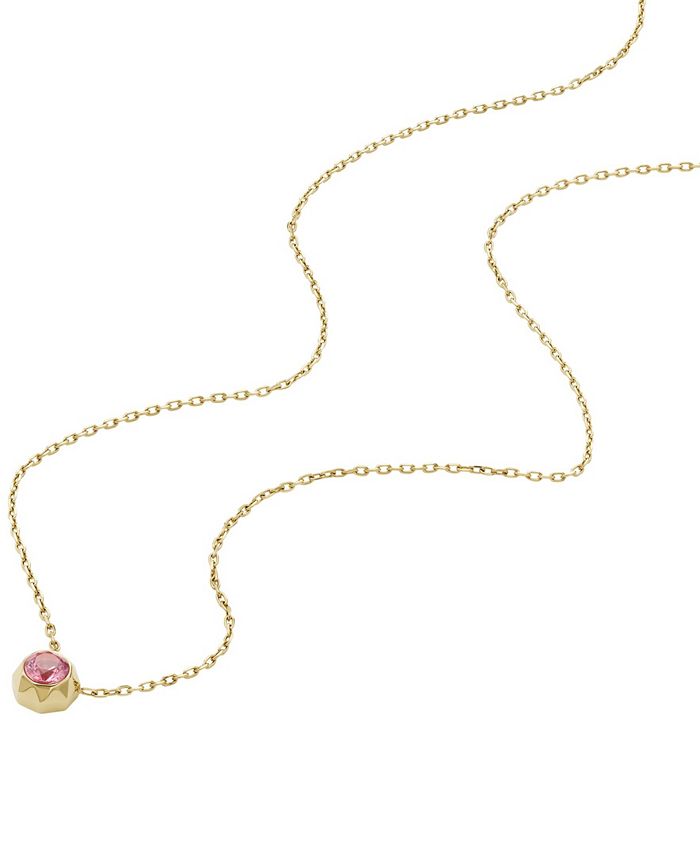 Fossil Barbie x Limited Edition Pink Crystal Pendant Necklace - Macy's