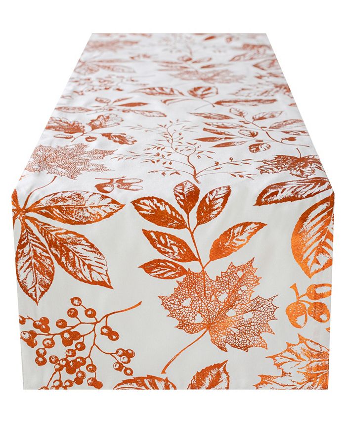 Benson Mills Gilded Leaves Metallic Foil Print Table Runner 13 X 72 ...