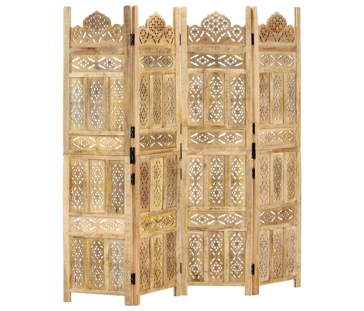 Click here for vidaXL Hand carved 4-Panel Room Divider 63x65 Soli... prices