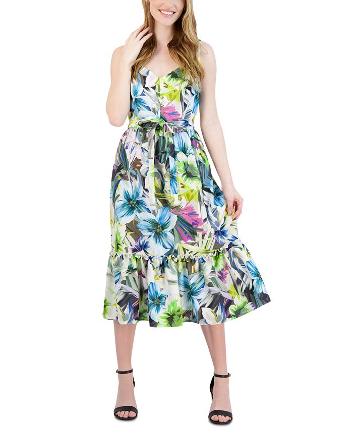 Donna Ricco Donna Rico Women's Sweetheart-Neck Belted Midi Dress - Macy's