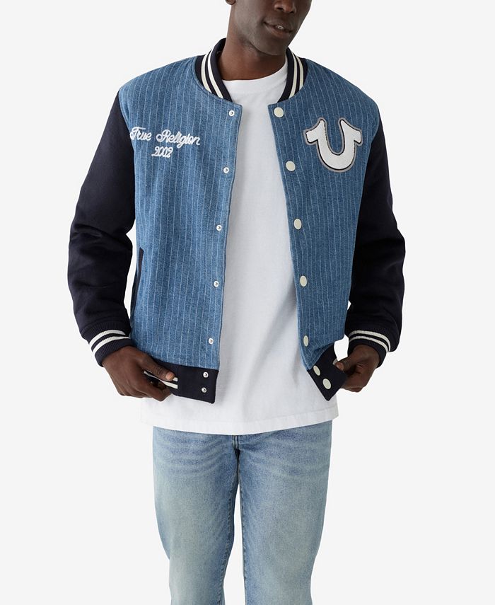 True Religion Men's Pinstripe Varsity Bomber Jacket - Macy's