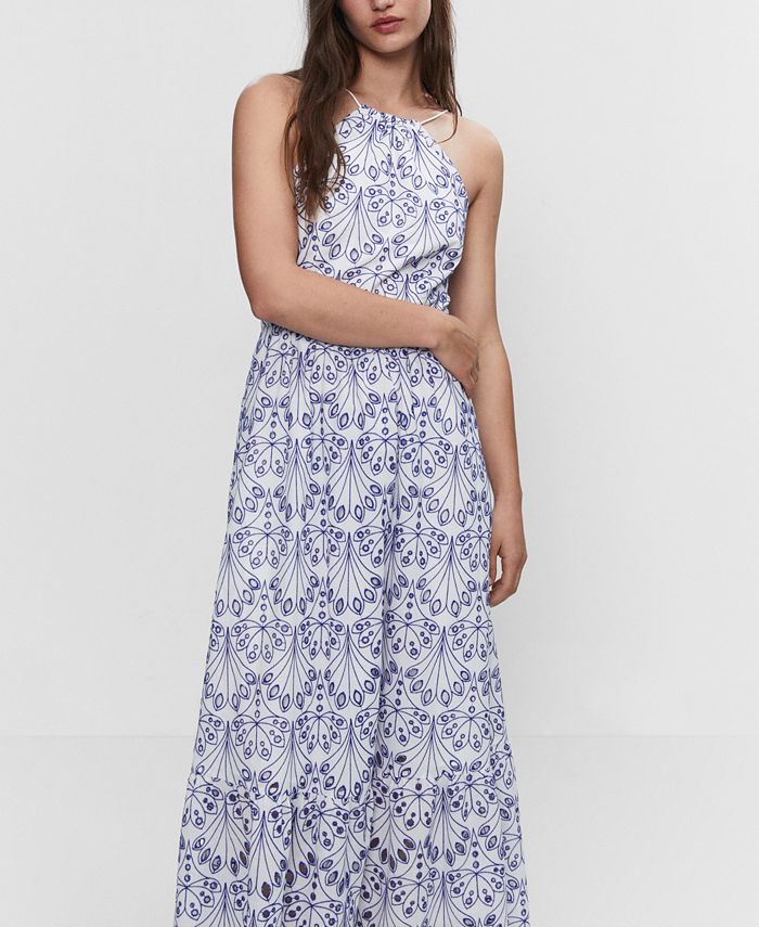MANGO Women's Embroidered Halter Neck Dress - Macy's