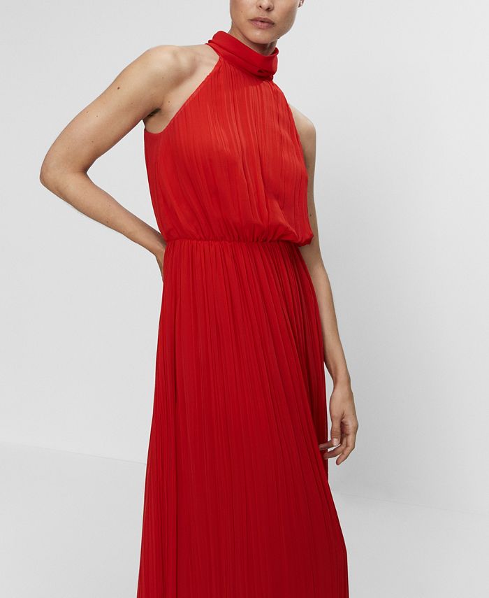 MANGO Women's Pleated Halter Neck Dress - Macy's