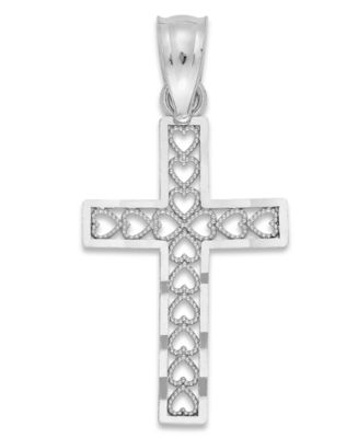 Cross Charm in 14k White Gold - Macy's