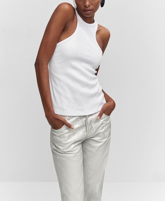 MANGO Women's Sequin Halter Top - Macy's