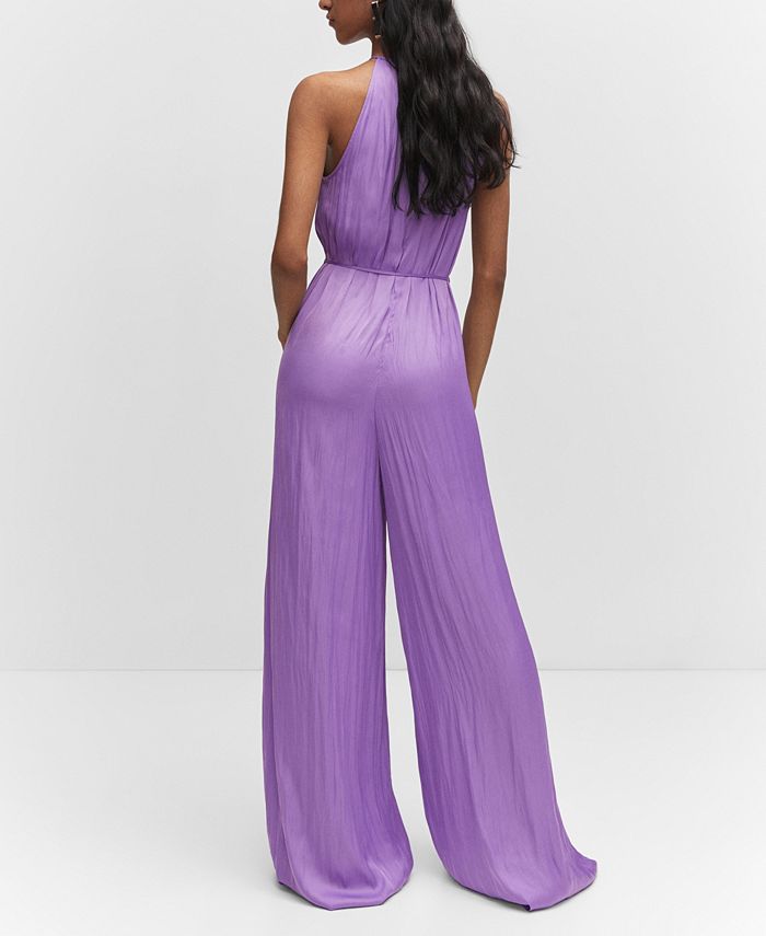 MANGO Women's Satin Halter Neck Jumpsuit - Macy's
