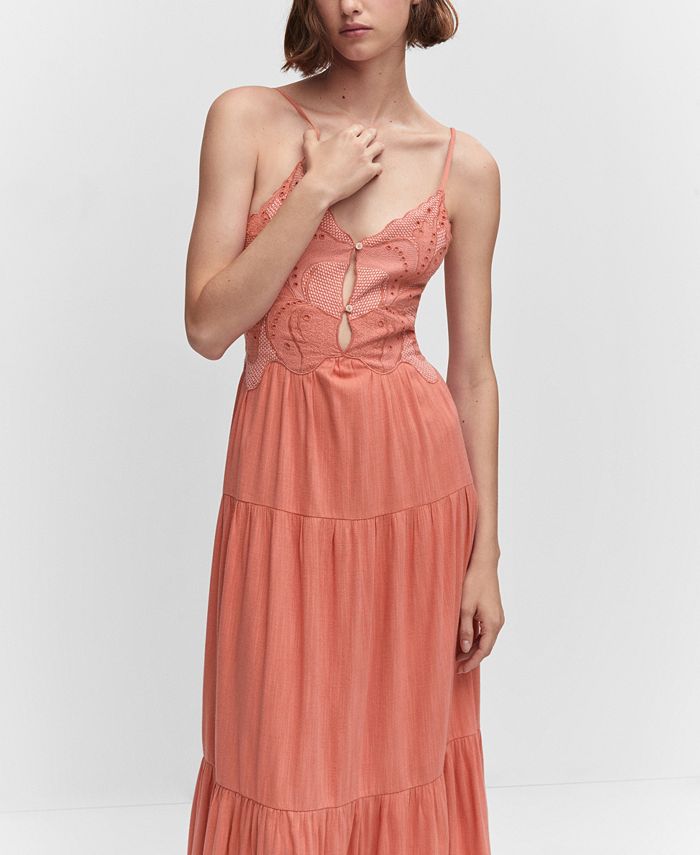 MANGO Women's Embroidered Flared Dress - Macy's