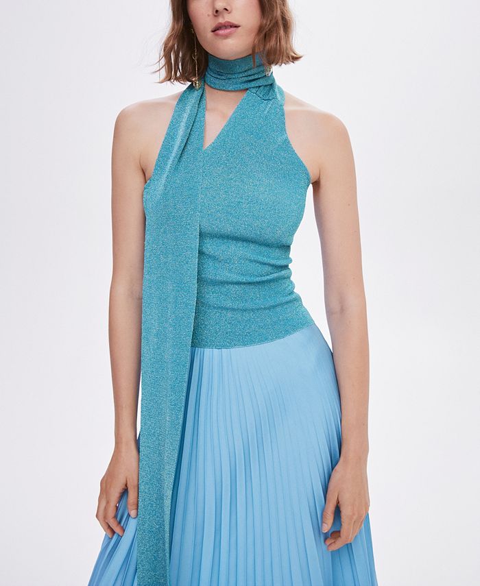 MANGO Women's Asymmetrical Lurex Top - Macy's