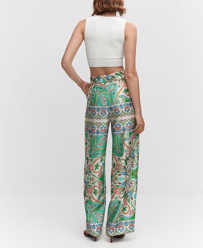 MANGO Women's Satin Printed Pants - Macy's