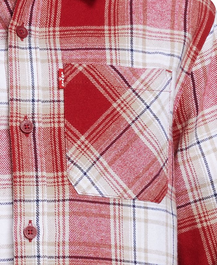 Levi's Big Boys Plaid Flannel Jersey Chest Pocket Shirt - Macy's