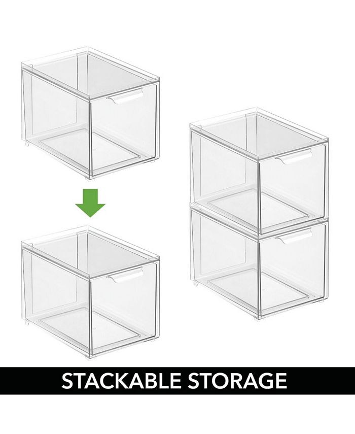 Mdesign Stacking Plastic Storage Kitchen Bin With Pull Out Drawers