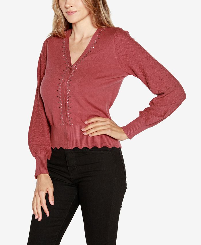 Belldini Black Label Women's Rhinestone Embellished Cardigan - Macy's