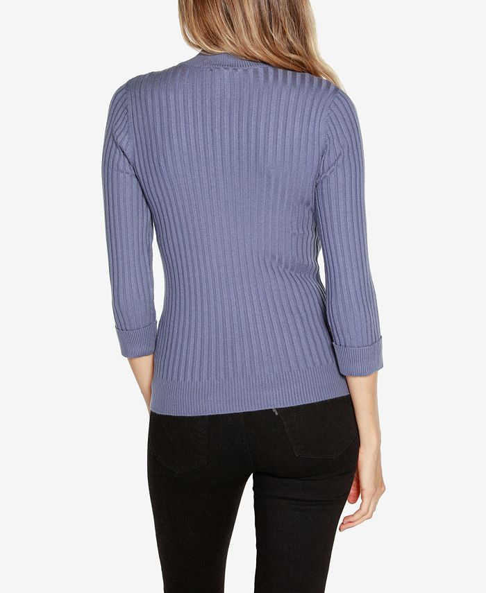 Belldini Black Label Women's Ribbed Quarter-Zip Sweater - Macy's