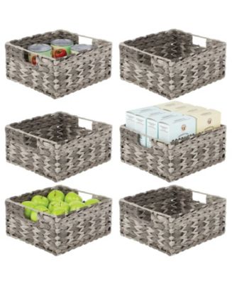 mDesign Woven Plastic Kitchen Pantry Storage Bin Basket, Medium - 6 ...